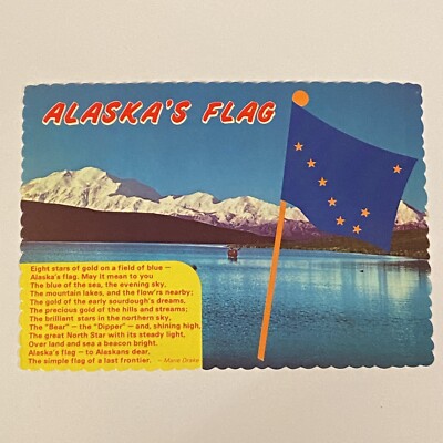 Alaska’s Flag Continental Postcard Unposted Scalloped Edges Unposted VTG 1980’s | eBay