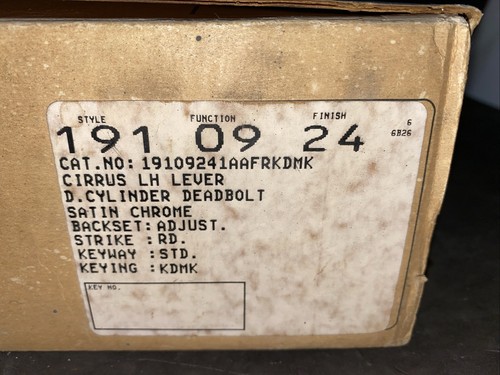 Master Lock 191 09 24 Deadbolt Key Entry Door Lever LH Set, Satin ...