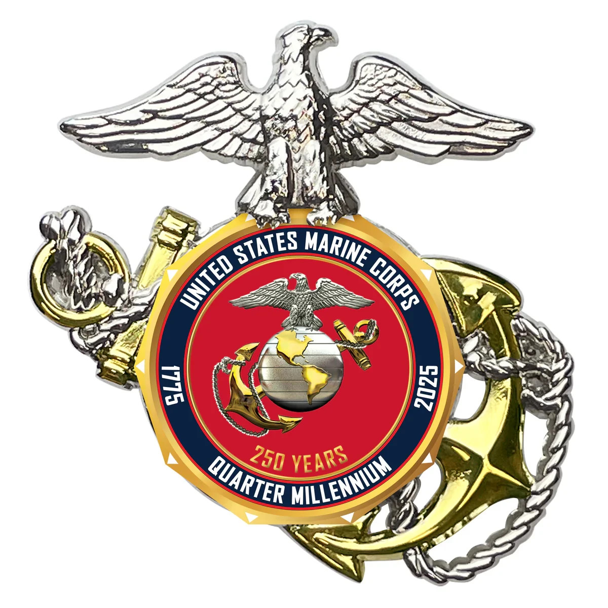 MARINE CORPS 250TH 250 YEARS GOLD SILVER EGA QUARTER MILLNNIUM 3 ...
