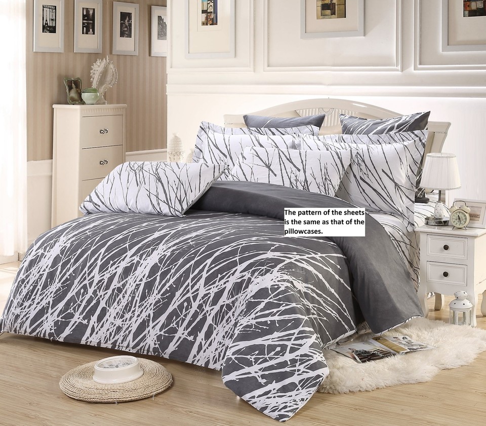 tree branches print cotton bedding set: duvet cover set or sheet set ...