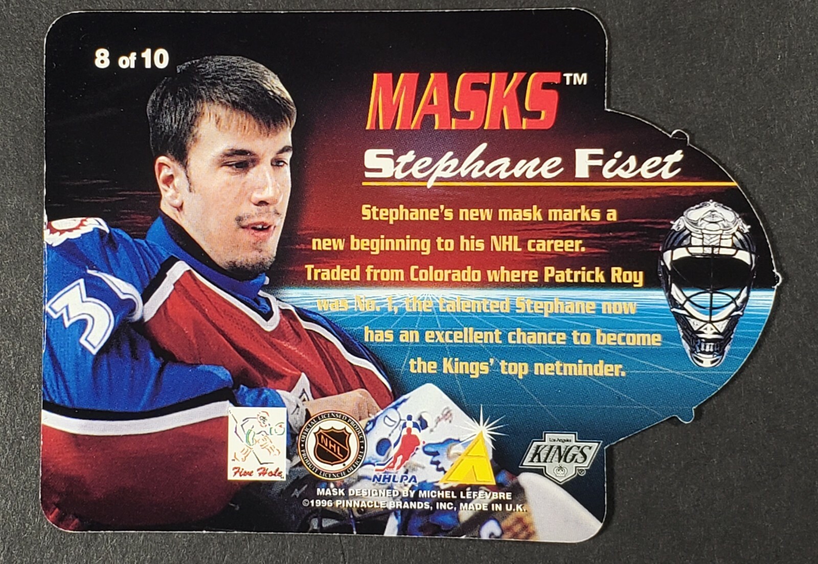 1996-97 Die-Cut Pinnacle Masks Stephane Fiset #8 Ice Hockey Goalie ...