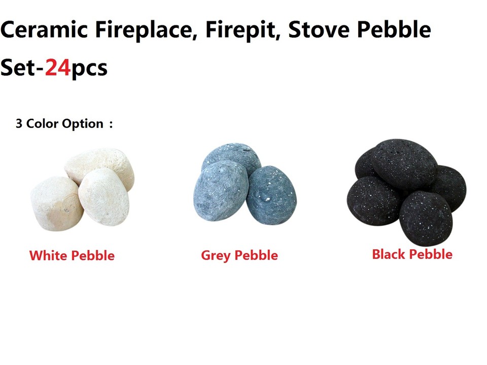 24pcs stone-like decorative Ceramic pebble 3 colors fireplace stove gas ...