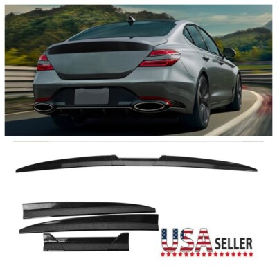For Genesis G70 G80 G90 Sedan Rear Trunk Spoiler Tail Lip Carbon Fiber ...