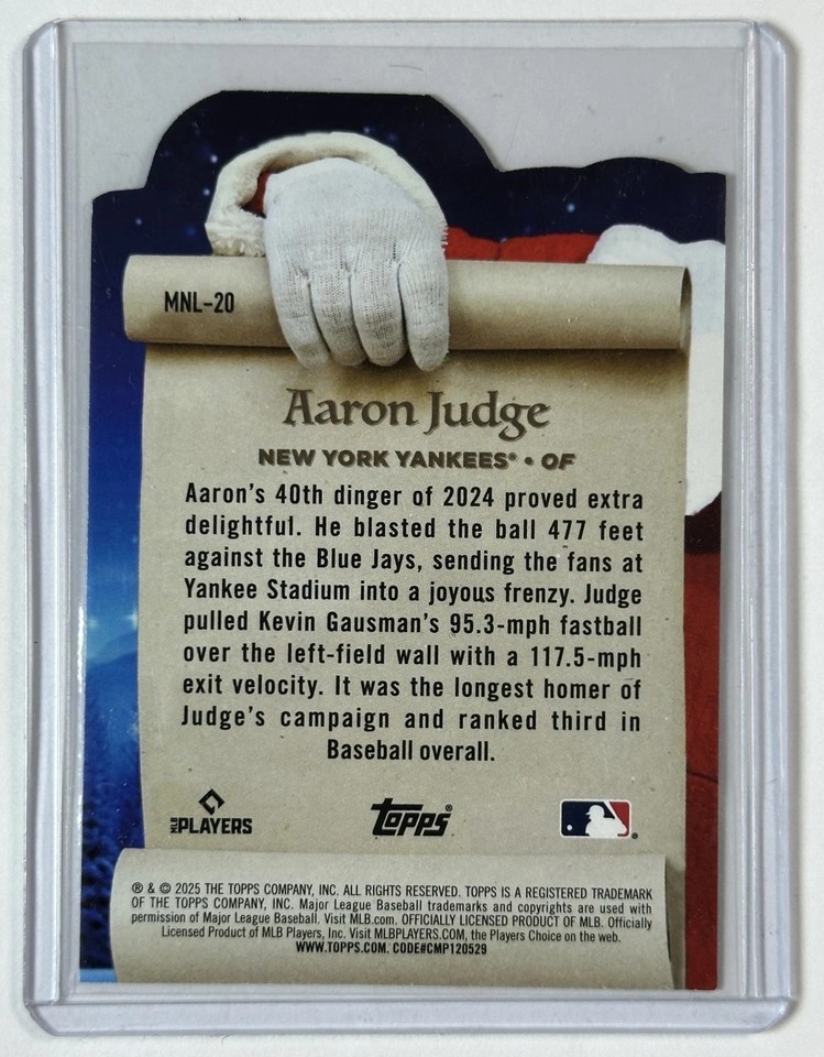 🔥2025 Topps Holiday Aaron Judge #MNL-20 “Making The Nice List” (477 ft ...
