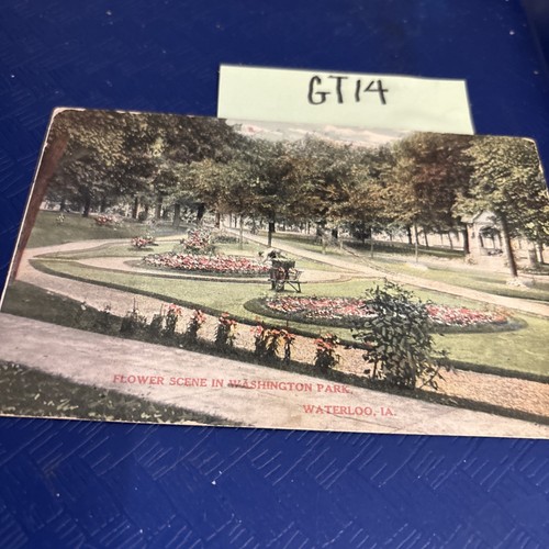 WATERLOO IA IOWA Flower Scene in Washington Park 1908 Vintage postcard ...