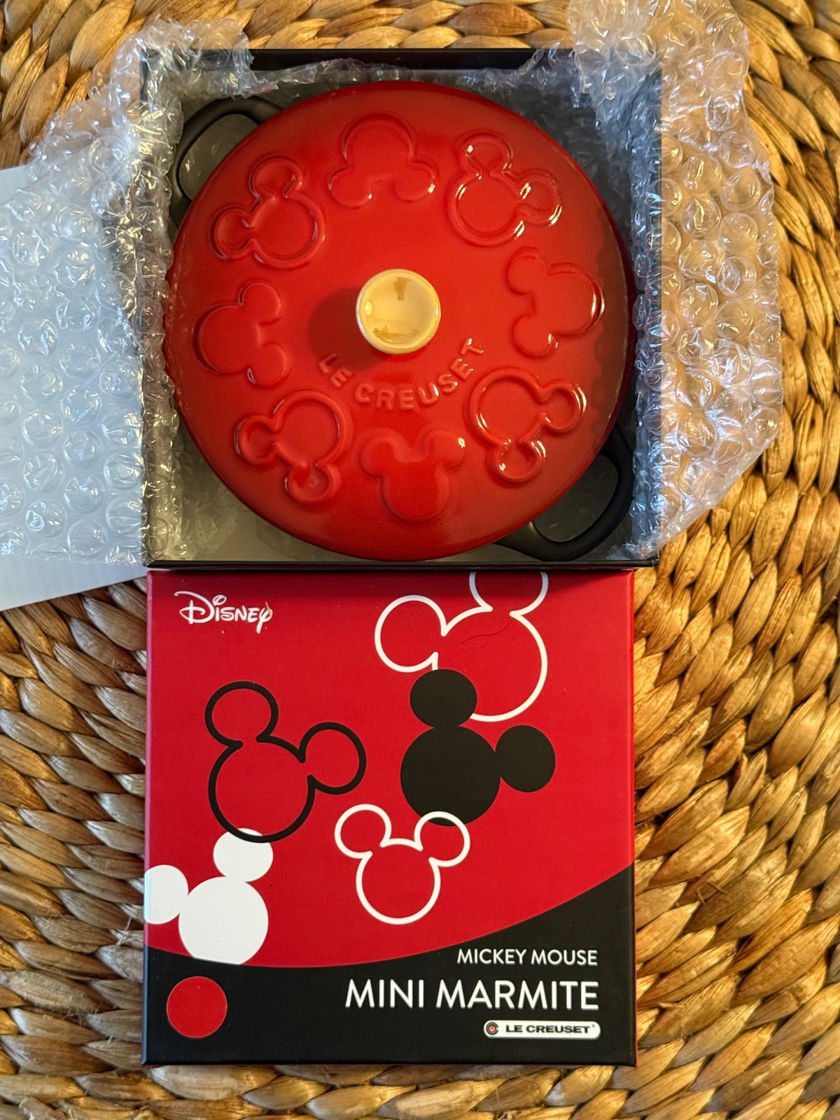 Le Creuset Black Red Disney Mickey Mouse Mini Marmite 12cm 250ml NIB ...