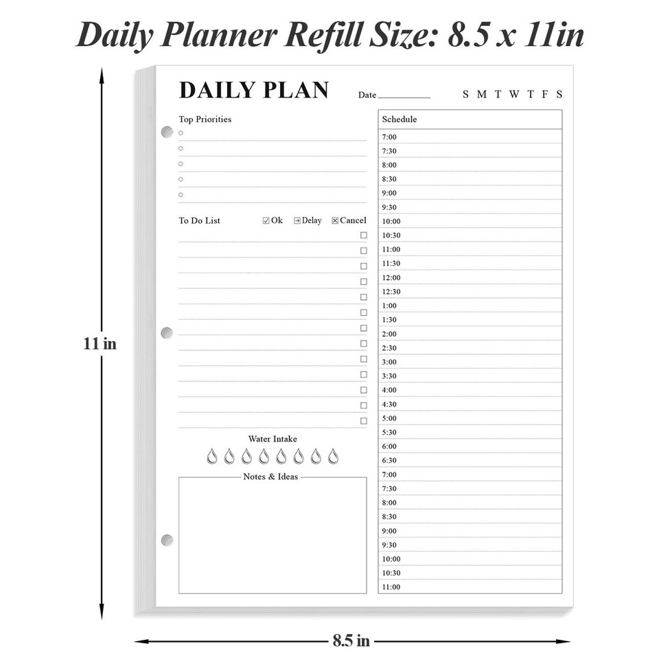 Undated Daily Planner Refill - A4 Planner Inserts, To Do List Refills ...