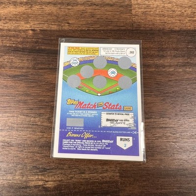 1991 TOPPS MATCH THE STATS GAME SCRATCH OFF BASEBALL CARD *SCRATCHED ...