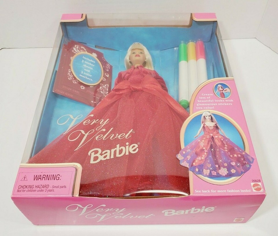 NEW 1998 Very Velvet Barbie Doll w/ Stickers & Color Markers Mattel ...