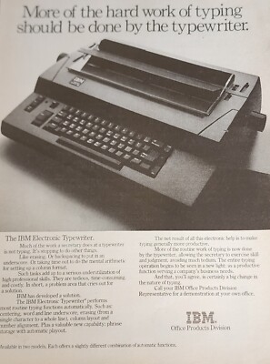IBM Typewriter Magazine Ad Hard At Work 1978 Print Advertisement Wall ...