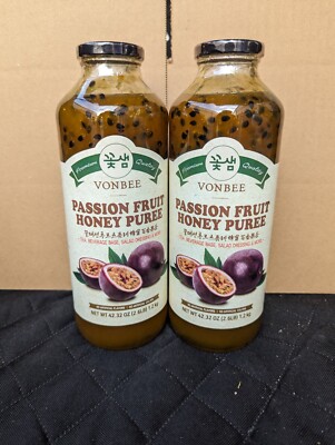 2 Bottles Vonbee Passion Fruit Honey Puree Flavored Tea Base 42.32oz/ 2 ...