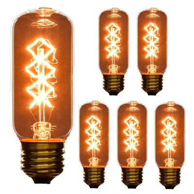 6Pack Vintage Antique Radio Bulb, Clear T12, E26, 2600K, 40W, 120V | eBay