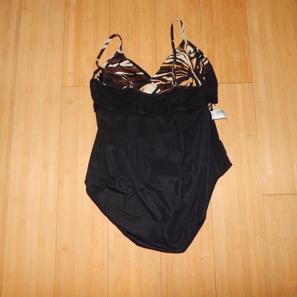 Christina Plus Size 20 Black Animal Print Striped Swimsuit One Piece ...