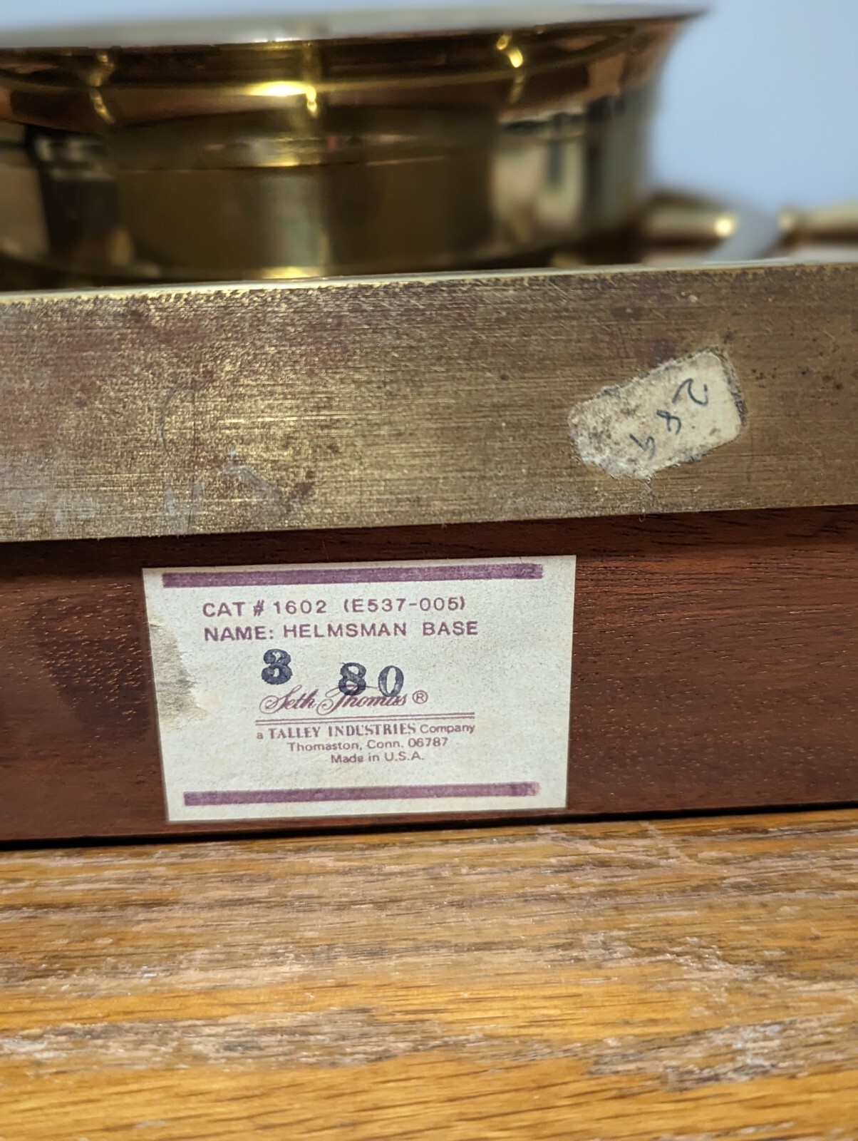 CHELSEA BOSTON BRASS SHIPS BAROMETER ON HELMSMAN BASE Seth Thomas ...