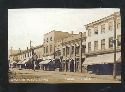 REAL PHOTO CARROLLTON OHIO DOWNTOWN STREET SCENE POSTCARD COPY STORES ...
