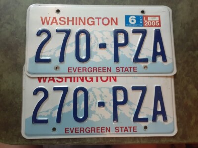 Pair 2005 Washington state license plates 270 - PZA | eBay