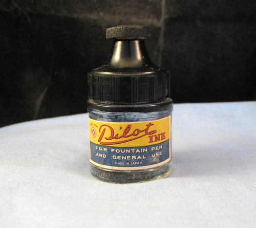 ANTIQUE VINTAGE PILOT INK BOTTLE FOUNTAIN PEN INKWELL JAPAN LABEL ...