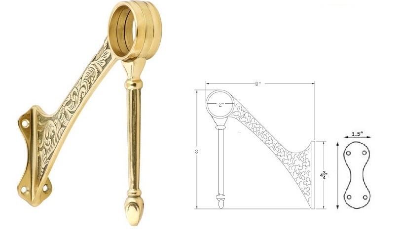 2" OD Bar Foot Rail Rest Kits - Choose Finish Bracket Rail Length-2ft ...