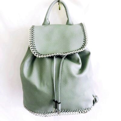Expressions NYC Green Vegan Pebbled Leather Backpack Handbag Chain ...