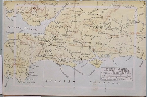 South Map of England 1685 Ad-1689 Ad Campaigns Winchester Guildford ...