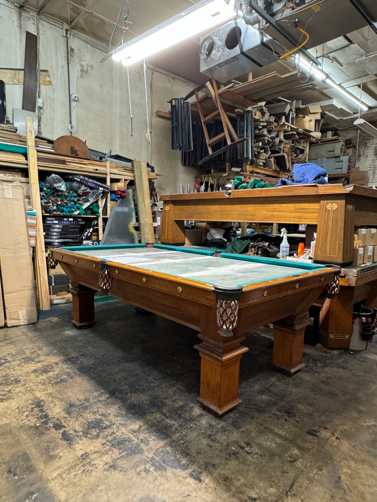 8' Antique Pool / Billiard Table Wide Grain Oak (Delivery Possible ...