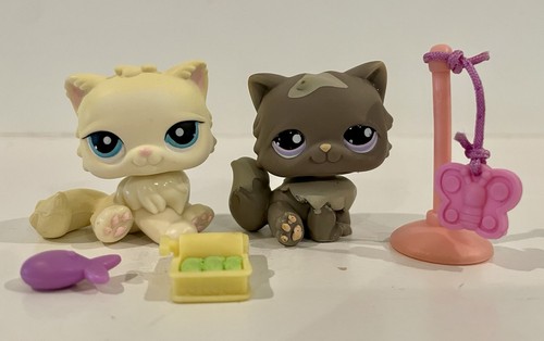 2007 Littlest Pet Shop LPS #428 Cream & #973 Gray Persian Cat Lot | eBay