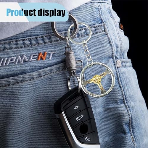 Auto Parts Steering Wheel Shape Key Chain, 3D Metal Keychain Car Key ...