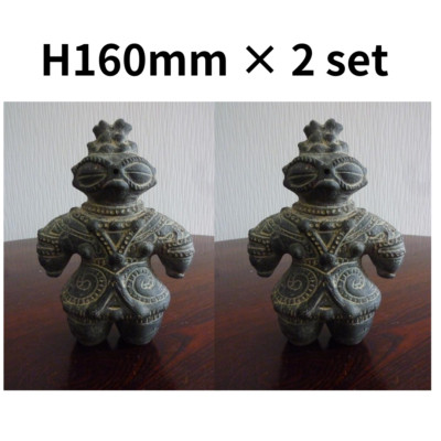 Replica Dogu Jomon Light shield earthen Haniwa Clay Statue 2 set Figure ...
