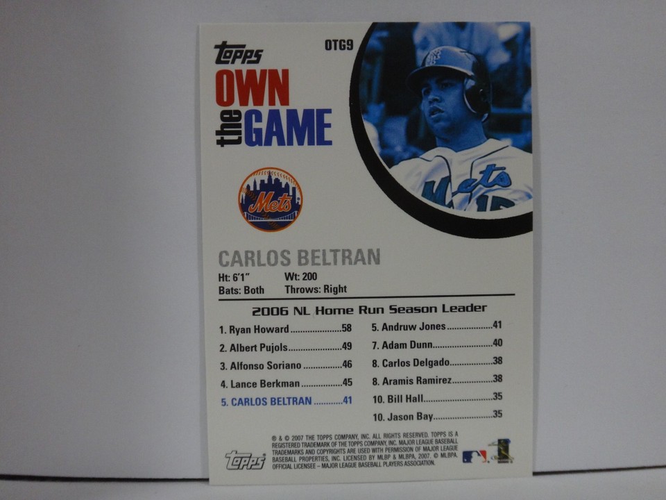 2007 (METS) Topps Own the Game #OTG9 Carlos Beltran | eBay