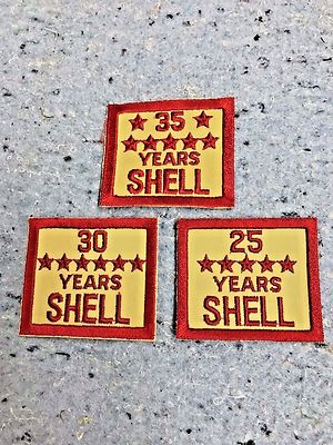 SHELL OIL GAS EMPLOYEE YEARS OF SERVICE PATCHES NOS EMBLEM'S 25 30 35 ...