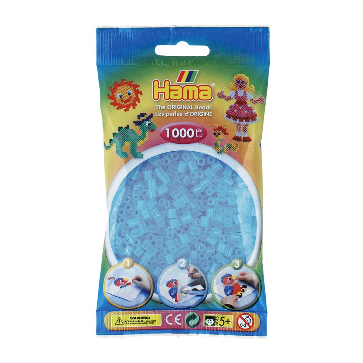 Hama Beads 1,000 Bead Refill Bag - Translucent Aqua | eBay
