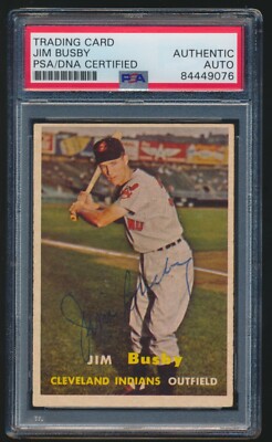 1957 Topps -#309 JIM BUSBY (Cleveland Indians) *AUTOGRAPHED* d.1996 ...