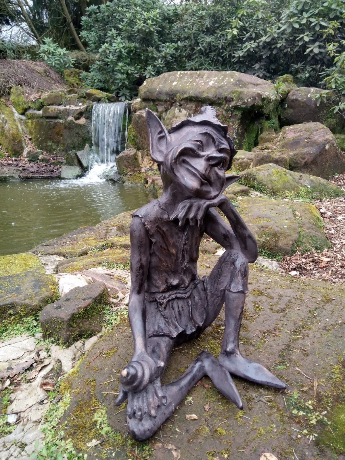 Pixie Sitting Garden Ornament Statue Figurine Bronze Finish | eBay UK