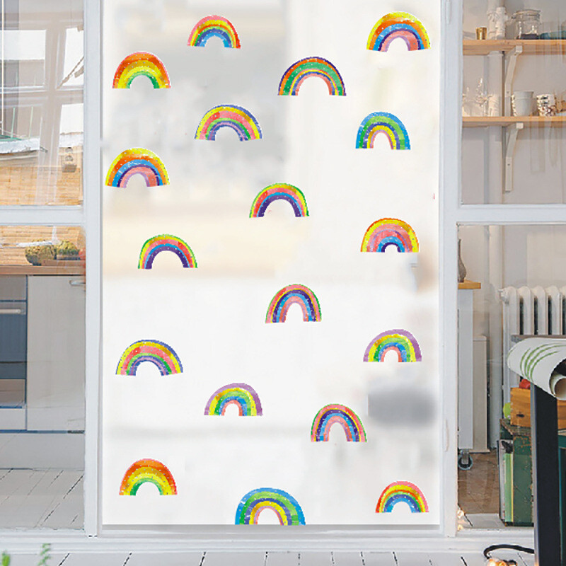 Cute Rainbow Window Stickers Clings Decals PVC Glass Stickers Home ...