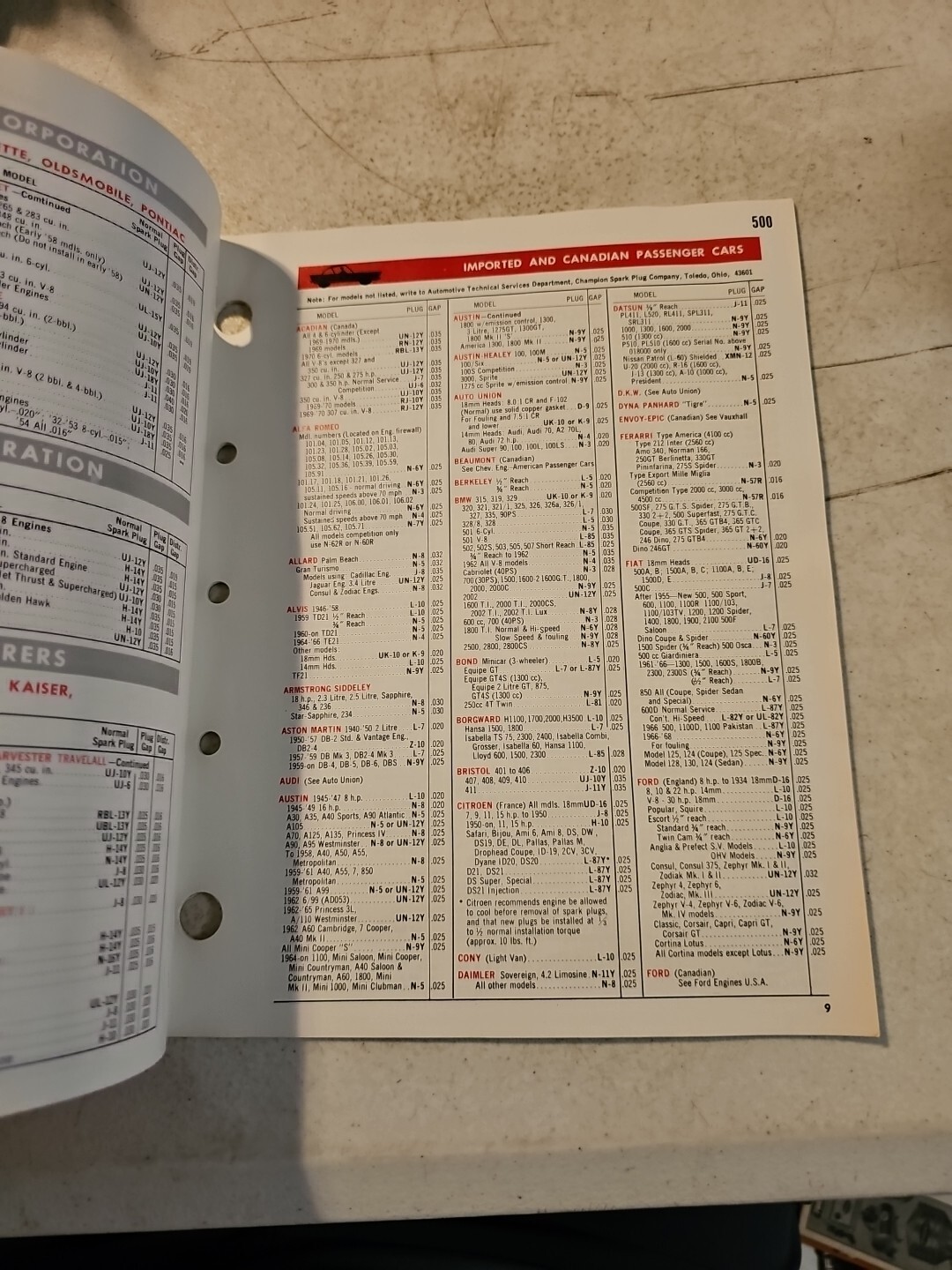 VINTAGE 1970 CHAMPION SPARK PLUGS RECOMMENDATION CHART SERVICE GUIDE ...