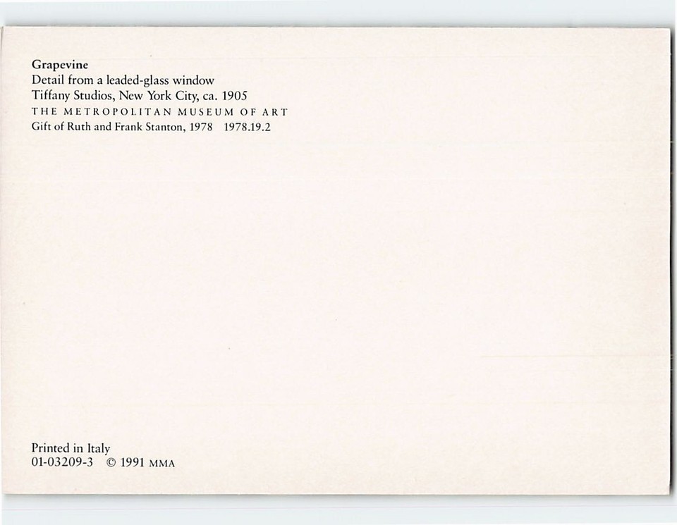 Postcard Grapevine, The Metropolitan Museum Of Art, New York City, New ...