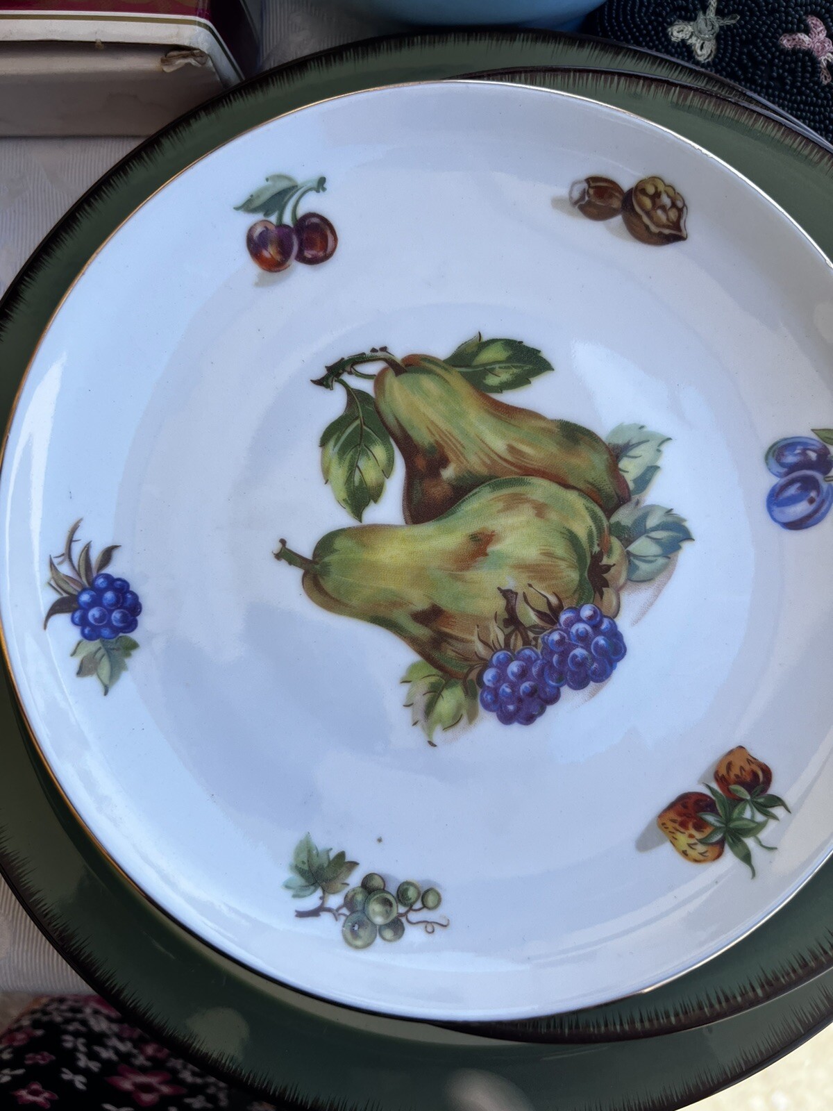 Set Of 7 Czechoslovakia Fruit Plates Gold Rim Vintage Bohemia | eBay