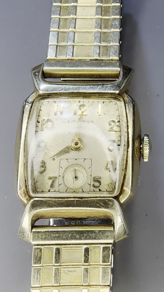 Vintage Hamilton 730 17J Art Deco Manual Wind Sub Seconds Gold Tone ...