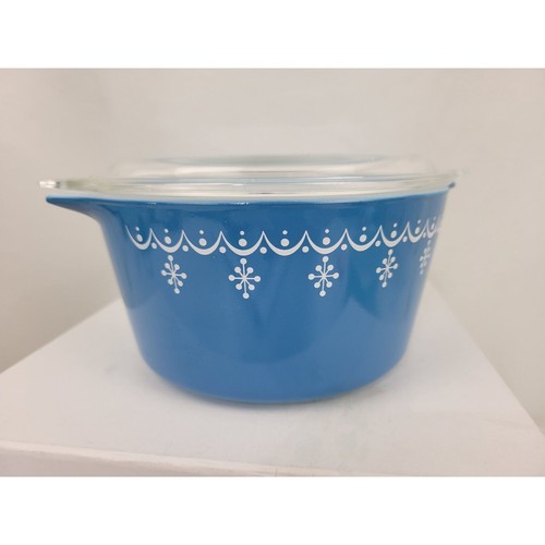 Vintage Pyrex 473 Snowflake Blue Garland Casserole Dish 1 Qt with lid ...