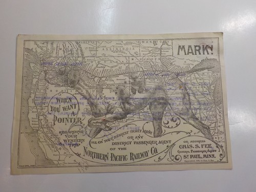 Dog Map 1898 Northern Pacific Railway Company Letter Portland Oregon ...