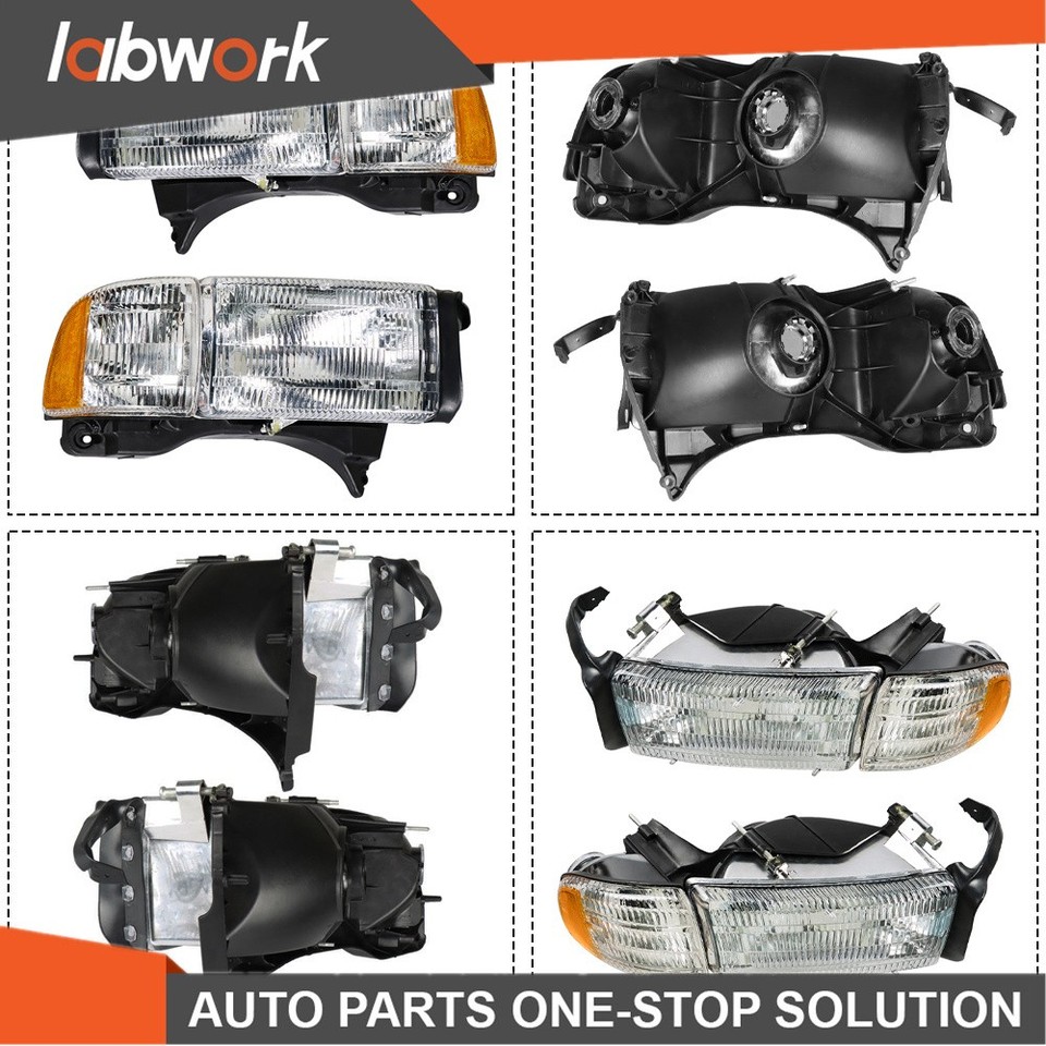 Labwork Headlights For Dodge Ram 1994-02 Crystal Fresnel Lens+Amber ...