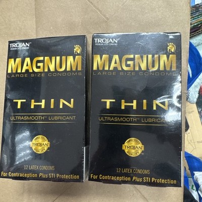 2pc Lot Magnum Thin Large Size Lubricated Condoms, 12 Count Exp 2021-09 ...