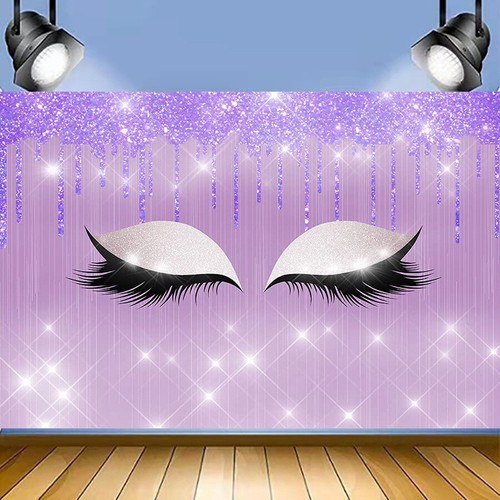Purple Gold Eyelashes Birthday Backdrop Photography Background Party ...