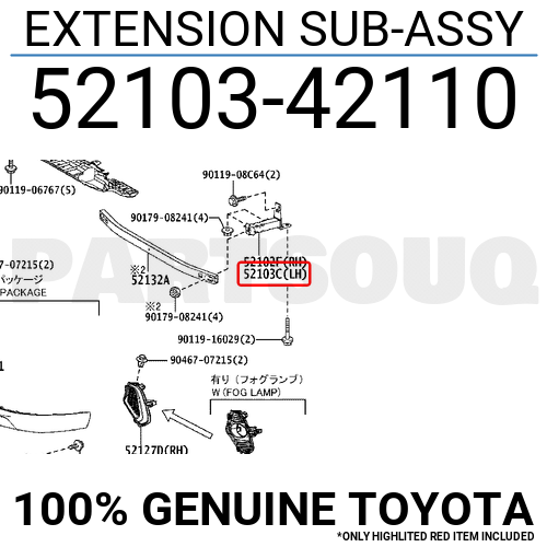 5210342110 Genuine Toyota EXTENSION SUB-ASSY 52103-42110 | eBay