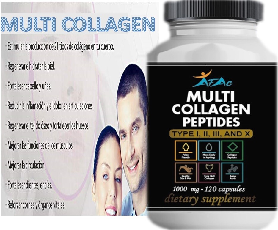 100% Natural Multi Collagen Peptides Anti Aging Skin Collagen Pills 120 ...