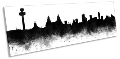 Liverpool Abstract City Skyline Print PANORAMA CANVAS WALL ART Picture ...