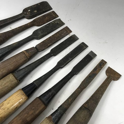 Chisels: 9 Carpenter Tools, Many Inscriptions, Beaten Chisels, Antique ...