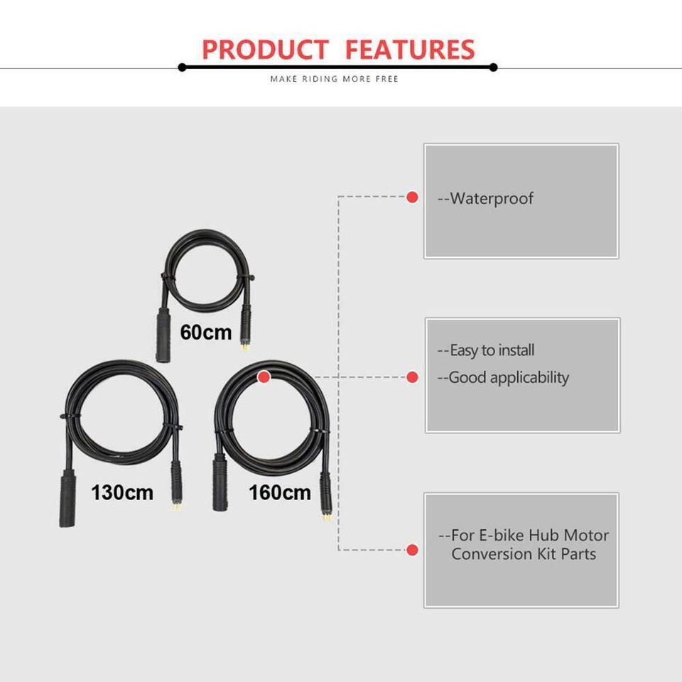 Wheel Motor Extension Cable Female to Male Wire For Electric ot h Bike ...