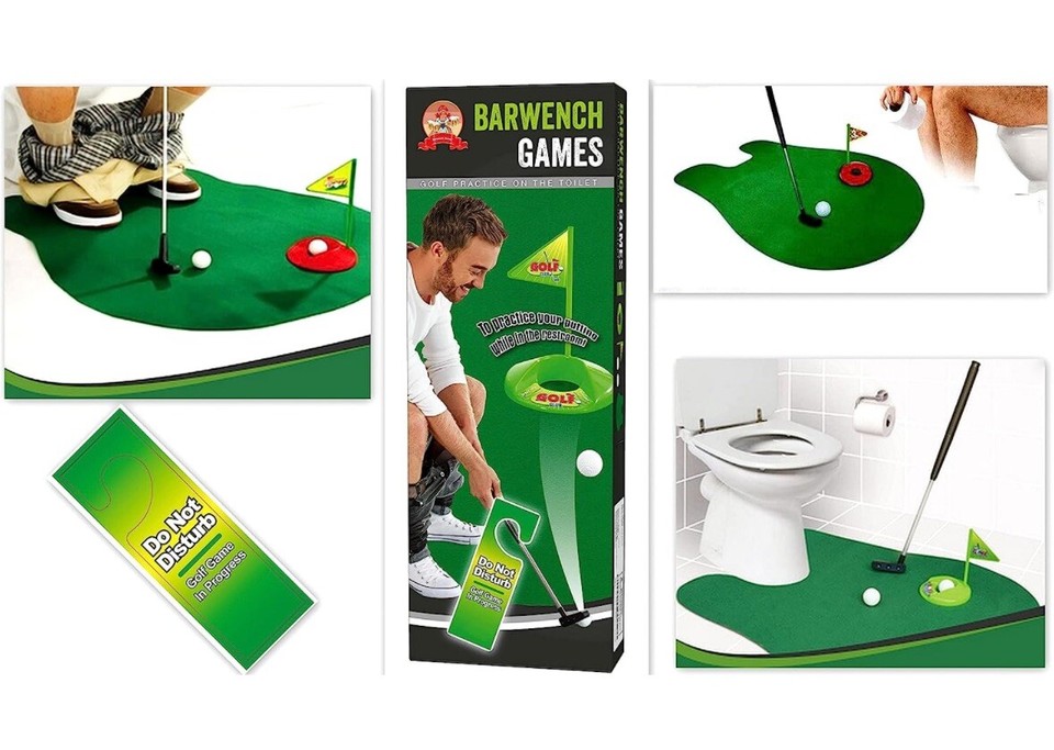Potty Putter Time Toilet Golf Game Set Funny Gag Gift Golfer - NEW IN ...