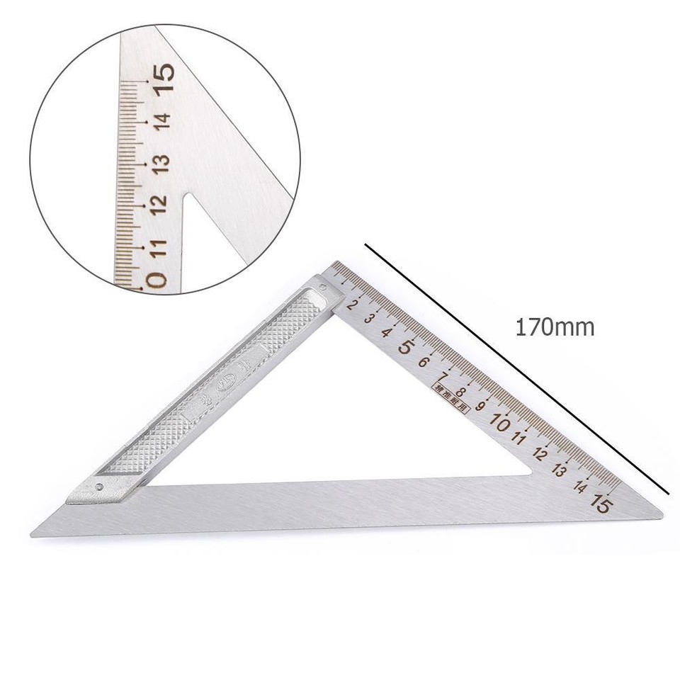 90 Right Angle Stainless Steel Triangle Ruler Woodworking Drawing Tools ...